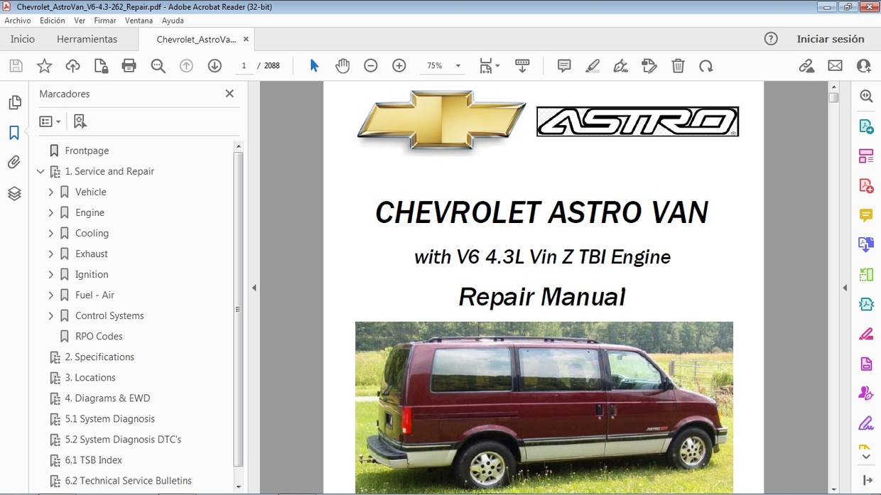 CHEVROLET ASTRO VAN 4.3 TBI 1990-1994 Workshop Repair - Manual de Taller