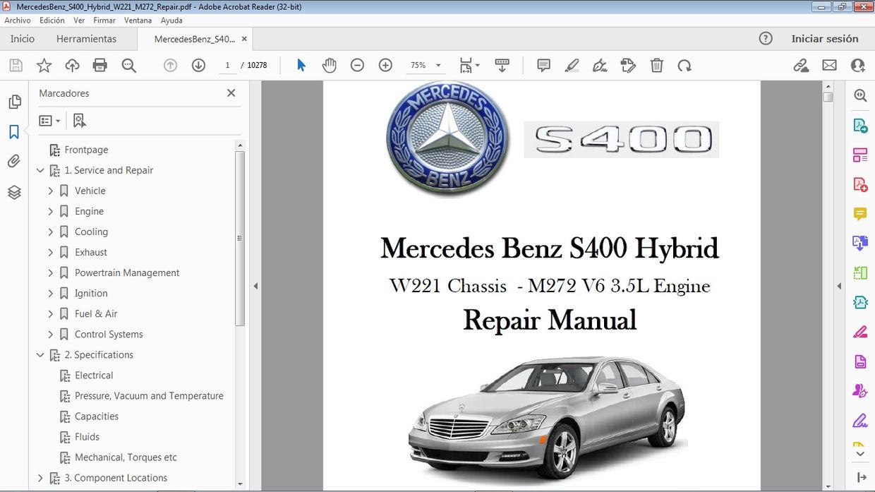 MERCEDES BENZ S400 Hybrid W221 M272 Workshop Repair - Manual de Taller