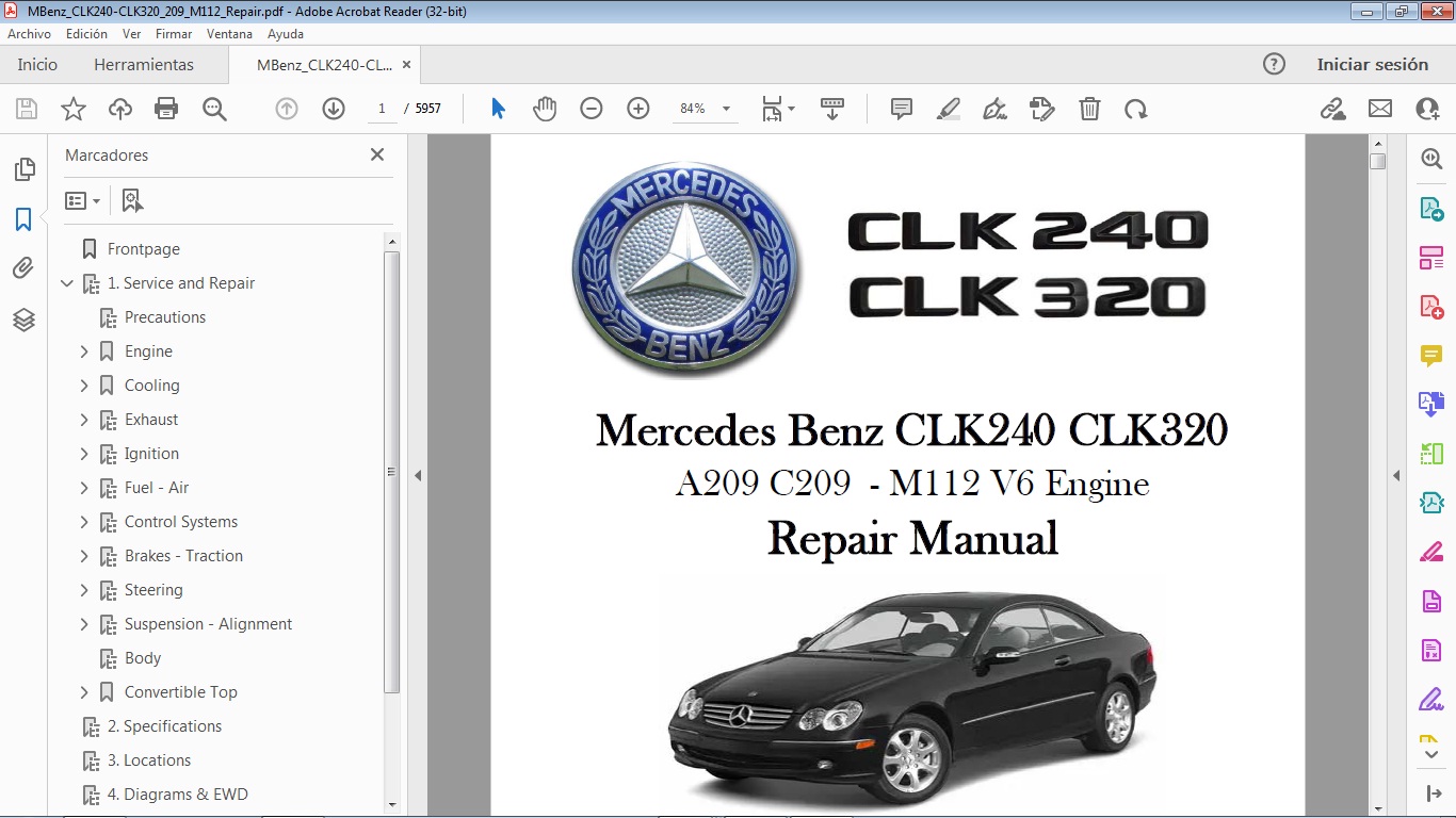 MERCEDES BENZ CLK240 CLK320 A209 C209 M112 V6 Repair Manual