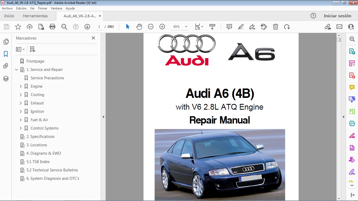 AUDI A6 (4B) V6 2.8L Workshop Service Repair Manual