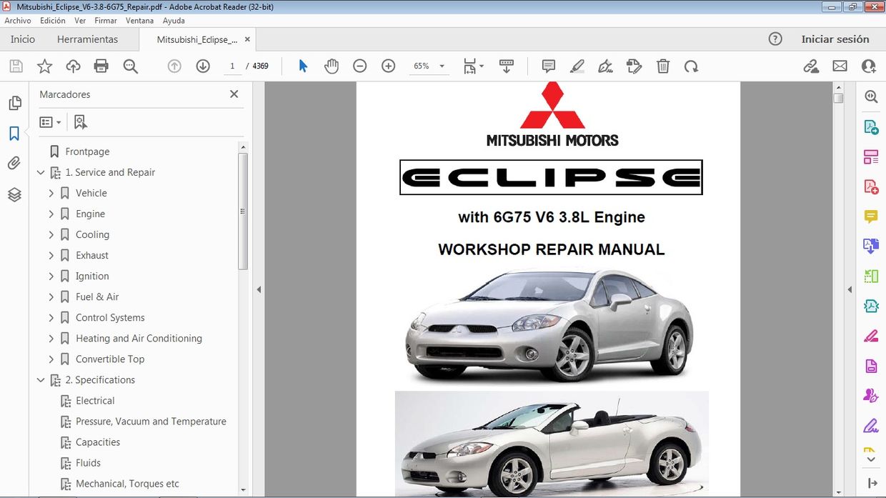 MITSUBISHI ECLIPSE V6 3.8L 6G75 Service Repair Manual