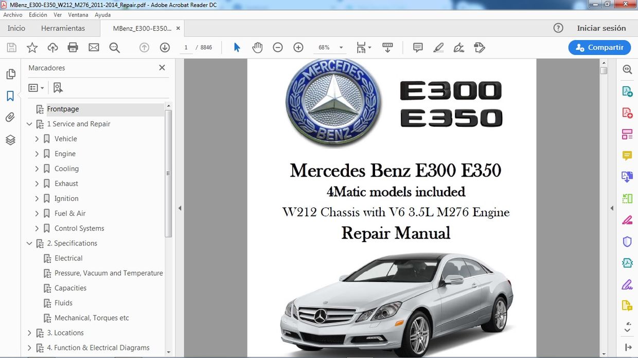 MERCEDES BENZ E300 E350 W212 M276 V6 3.5L Service Manual