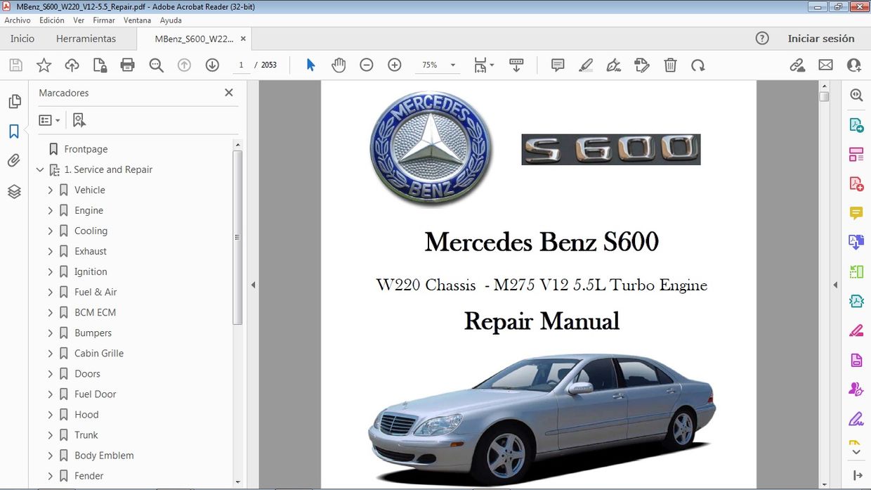 MERCEDES BENZ S600 W220 M275 V12 5.5 Service Repair Manual