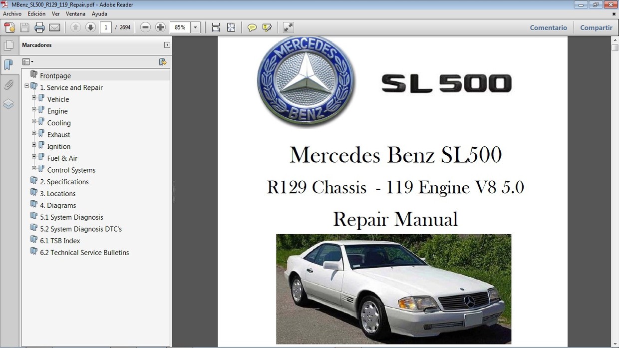 MERCEDES BENZ SL500 R129 M119 Workshop Repair Manual - Manual de Taller