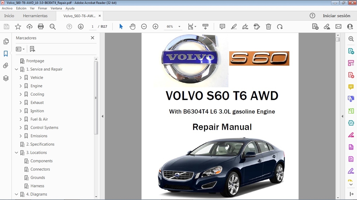 VOLVO S60 T6 AWD 3.0 B6304T4 Workshop Repair Manual - Manual de Taller