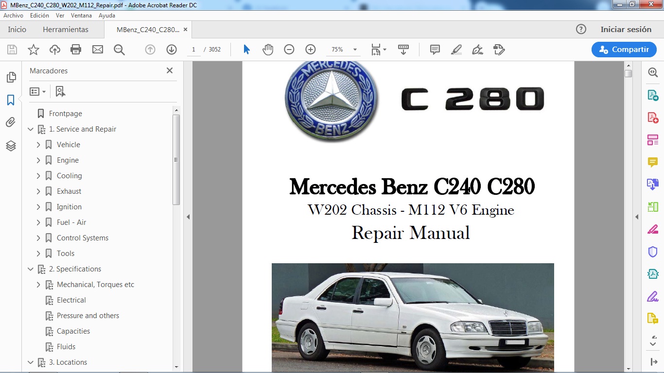 MERCEDES BENZ C240 C280 W202 M112 V6 Service Repair Manual