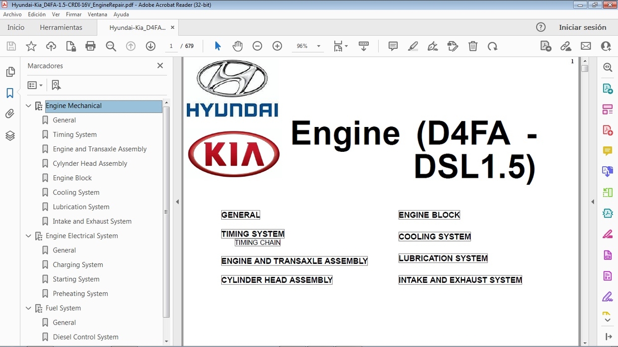 Hyundai-Kia D4FA-1.5-CRDI-16V Engine Workshop Repair - Manual de Taller ...