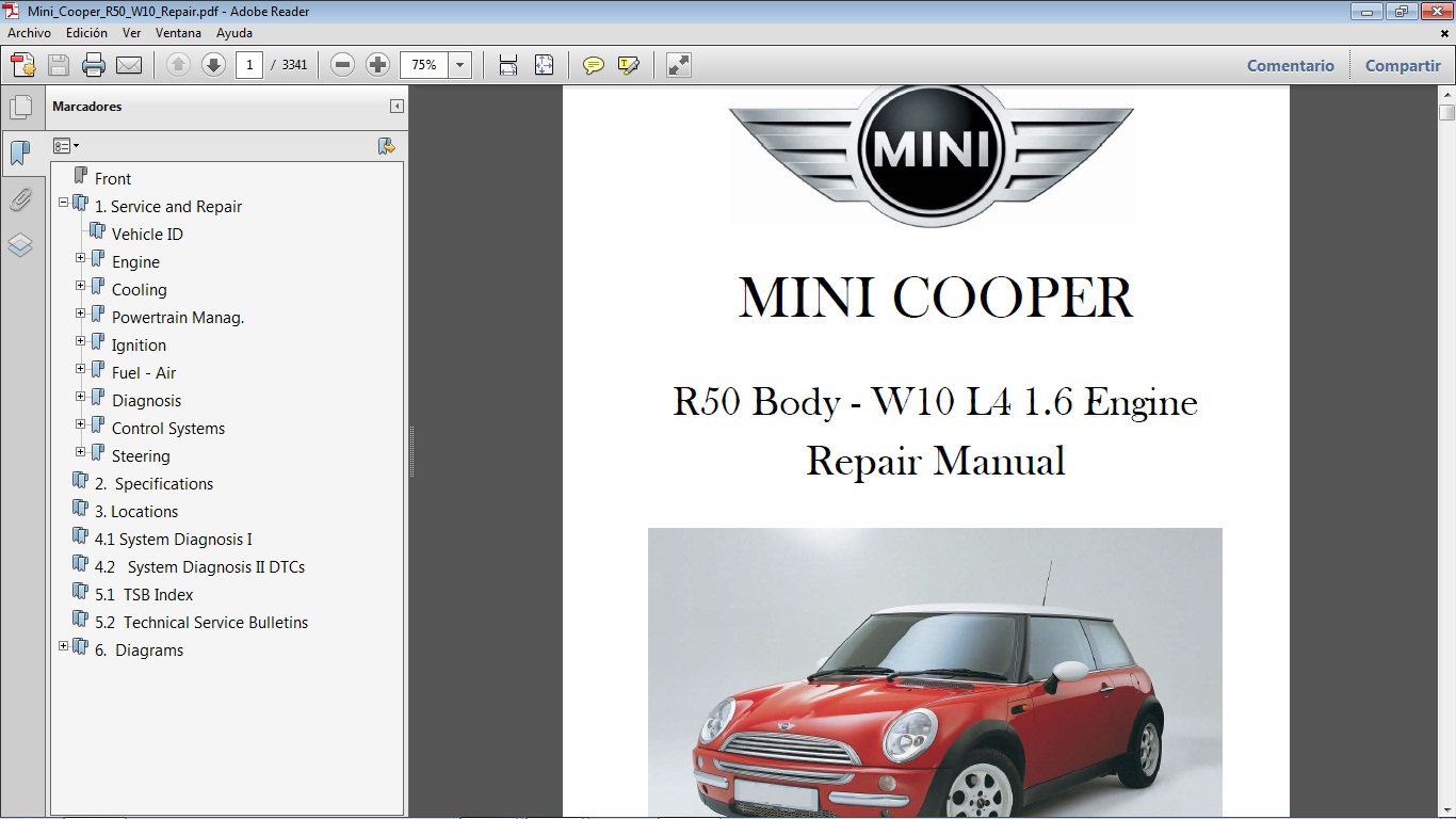 MINI COOPER R50 W10 2002-2006 Workshop Repair Manual