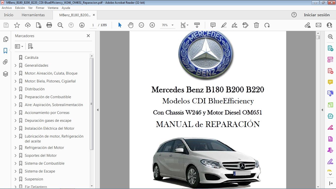 MERCEDES BENZ A160 A180 A200 W176 M270 1.6T Manual de