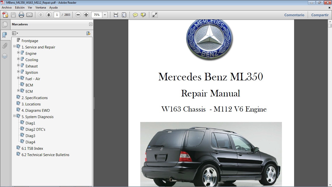 MERCEDES BENZ ML350 W163 M112 Workshop Repair Manual