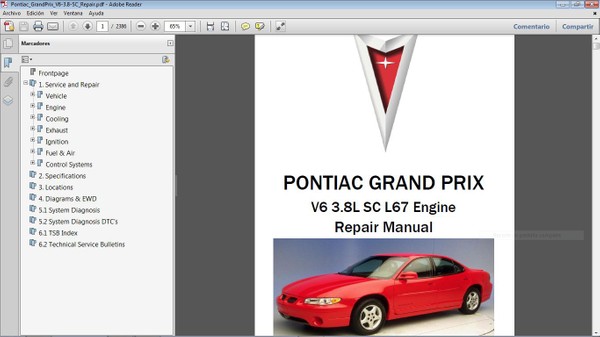 PONTIAC GRAND PRIX 3.8 SC Workshop Repair - Manual de