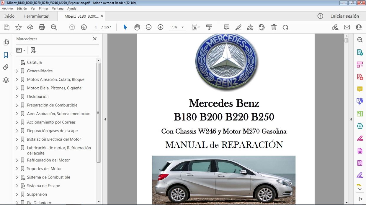 MERCEDES BENZ B180 B200 B220 B250 W246 M270 Manual EN ESPAÑOL