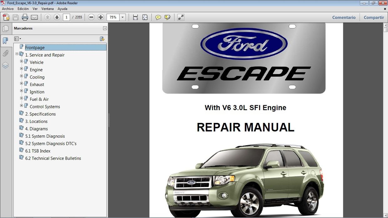 FORD ESCAPE 2008-2012 V6 3.0L Workshop Repair Manual