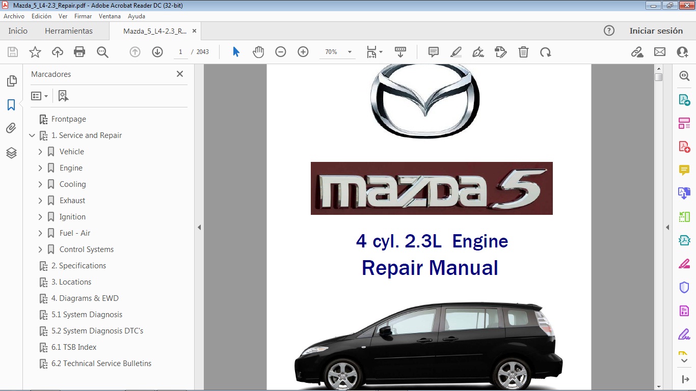 MAZDA 5 2.3L 2004-2009 Workshop Service Repair Manual