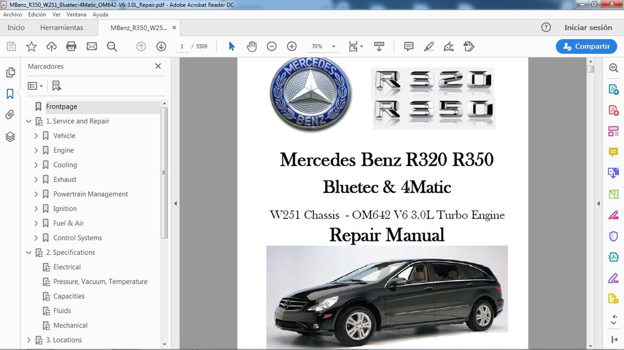 MERCEDES BENZ R320 R350 Bluetec W251 OM642 Service Manual
