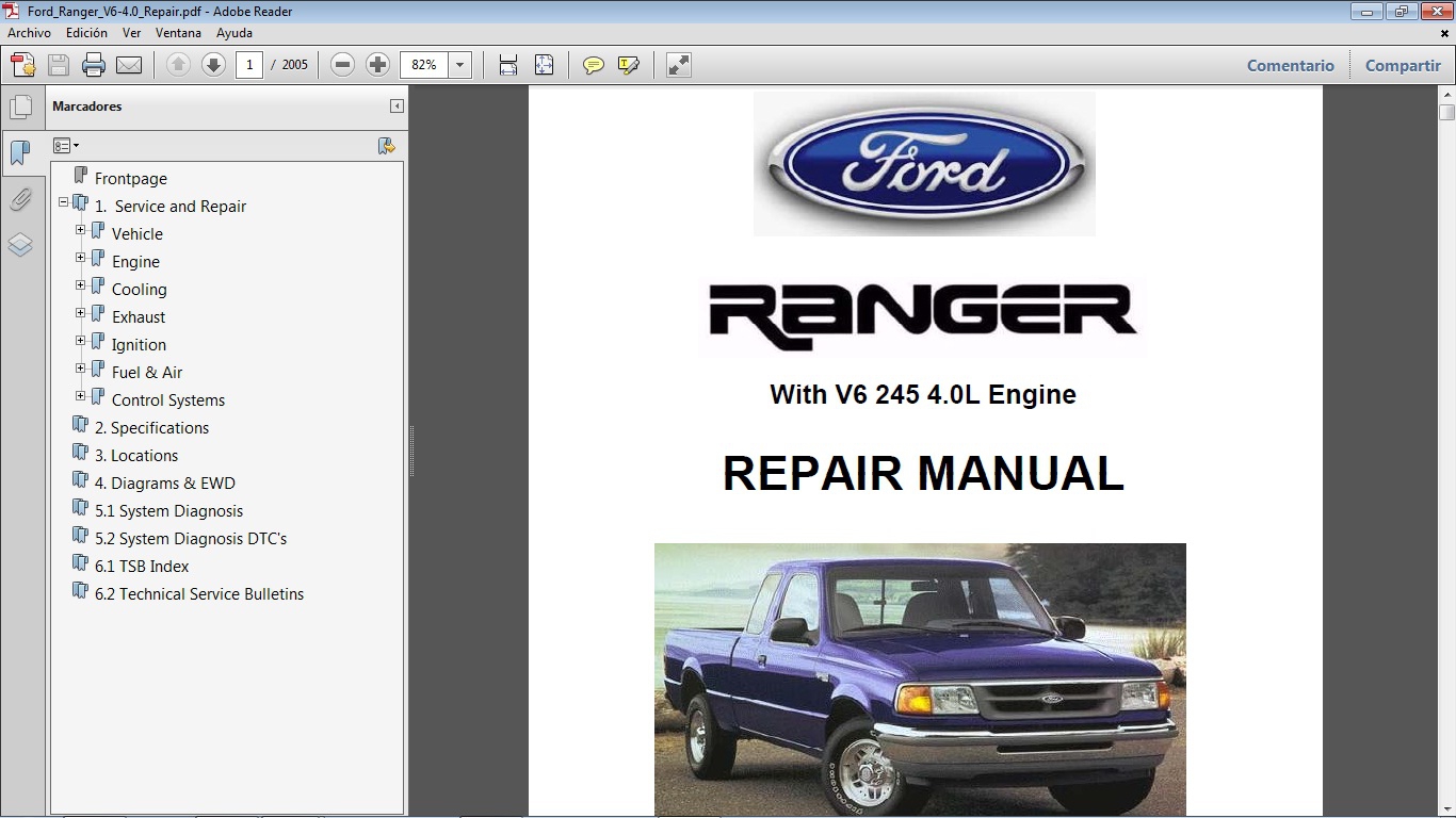 FORD RANGER V6 4.0L 1997-2000 Service Repair Manual