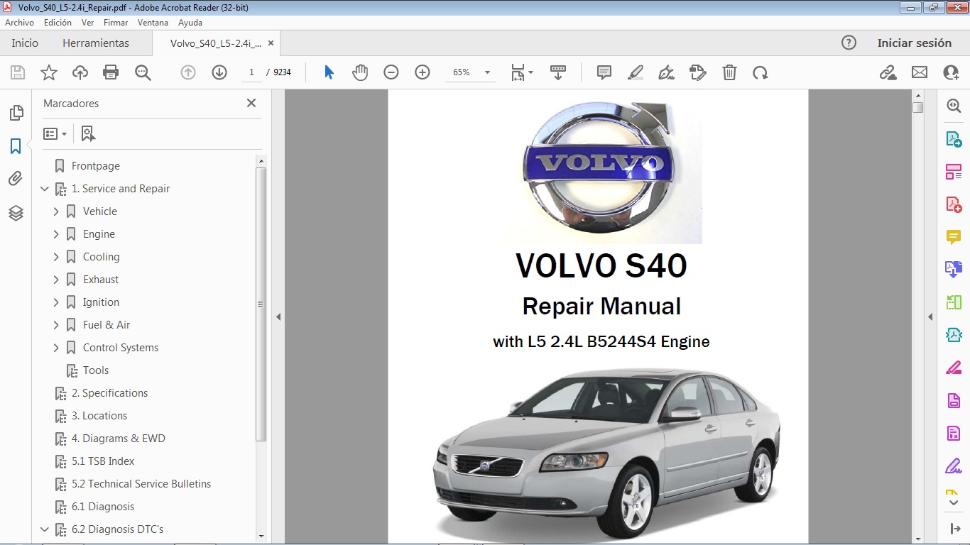VOLVO S40 2.4L B5244S4 Workshop Service Repair Manual