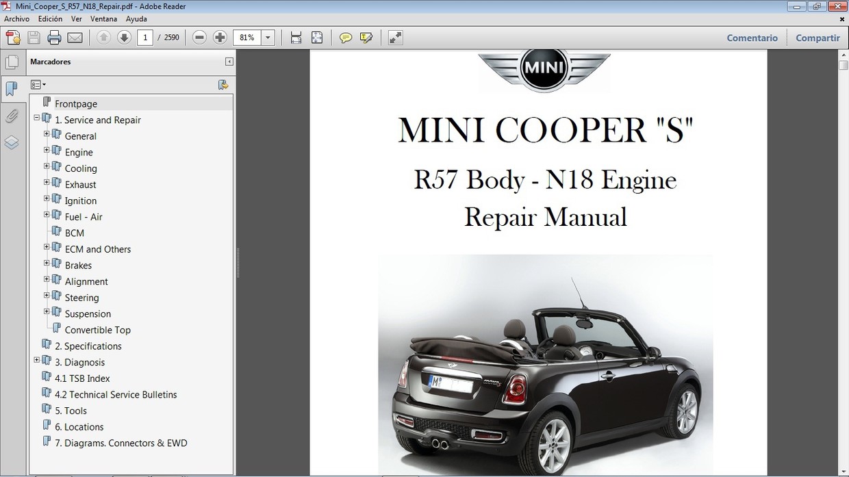 MINI COOPER "S" R57 2011 en adelante - Manual de Taller - Workshop Repair