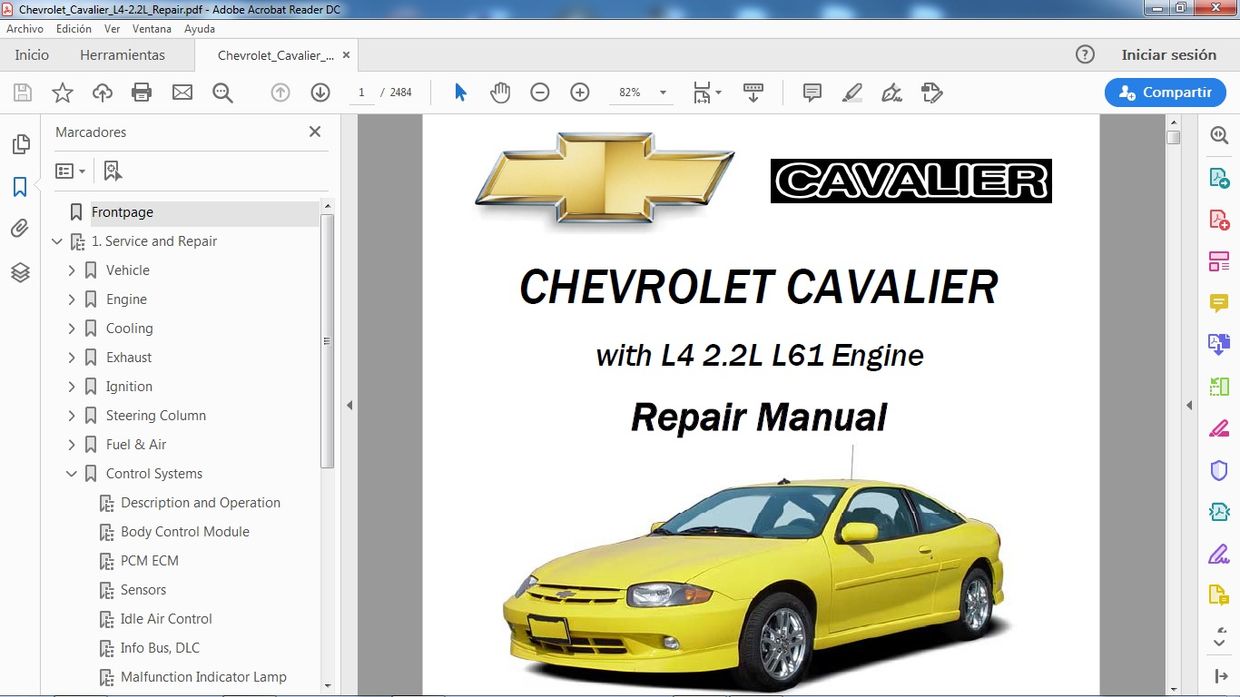 CHEVROLET CAVALIER L4 2.2L Workshop Service Repair Manual