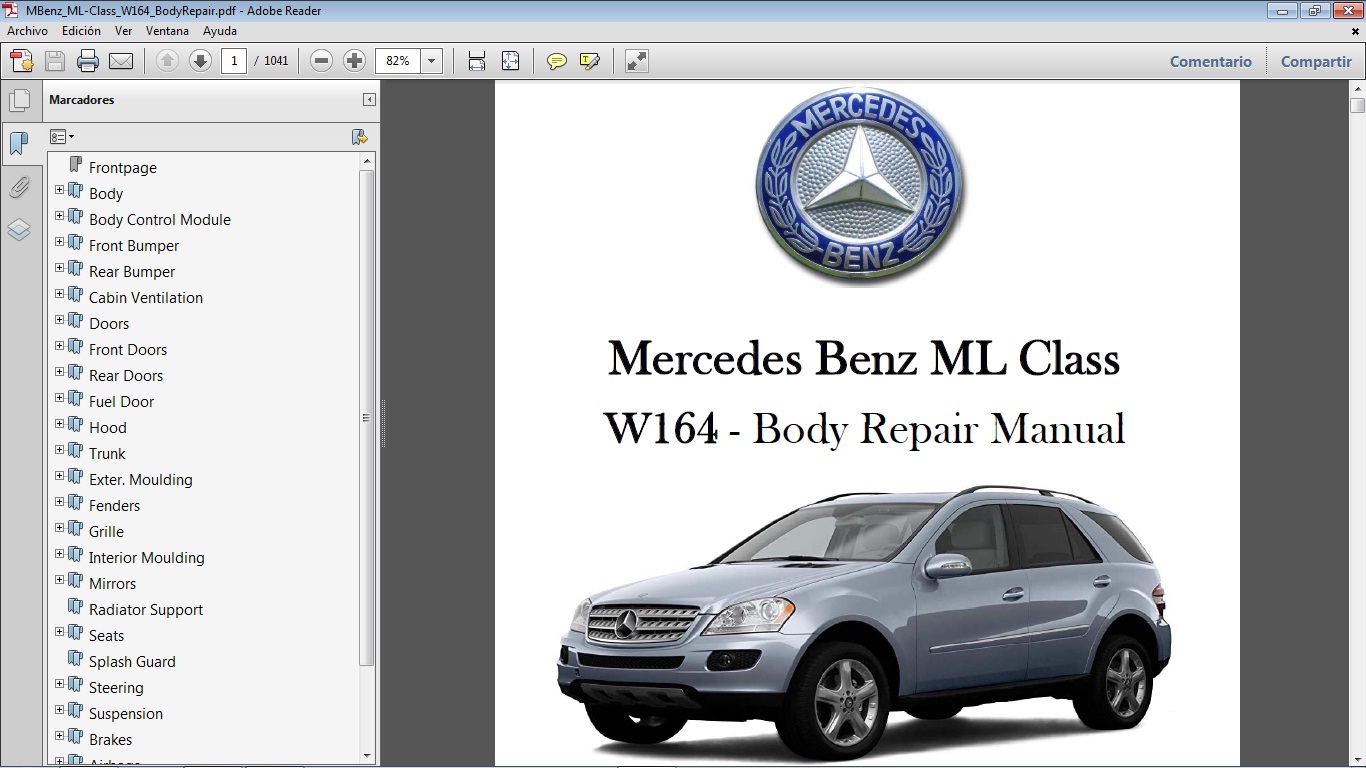 MERCEDES BENZ ML Class W164 BODY Repair Manual