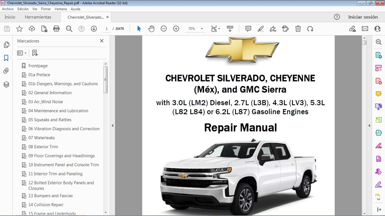 CHEVROLET SILVERADO-SIERRA-CHEYENNE Workshop Repair - Manual de Taller