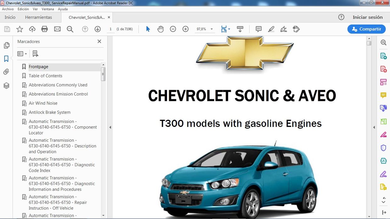 Chevrolet Sonic Aveo T300 Service Repair Manual