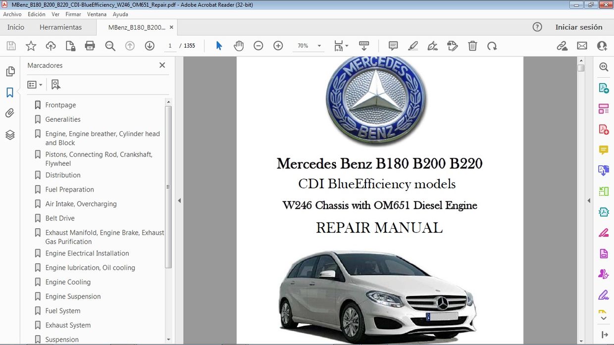 MERCEDES BENZ B180 B200 B220 CDI W246 OM651 Repair Manual