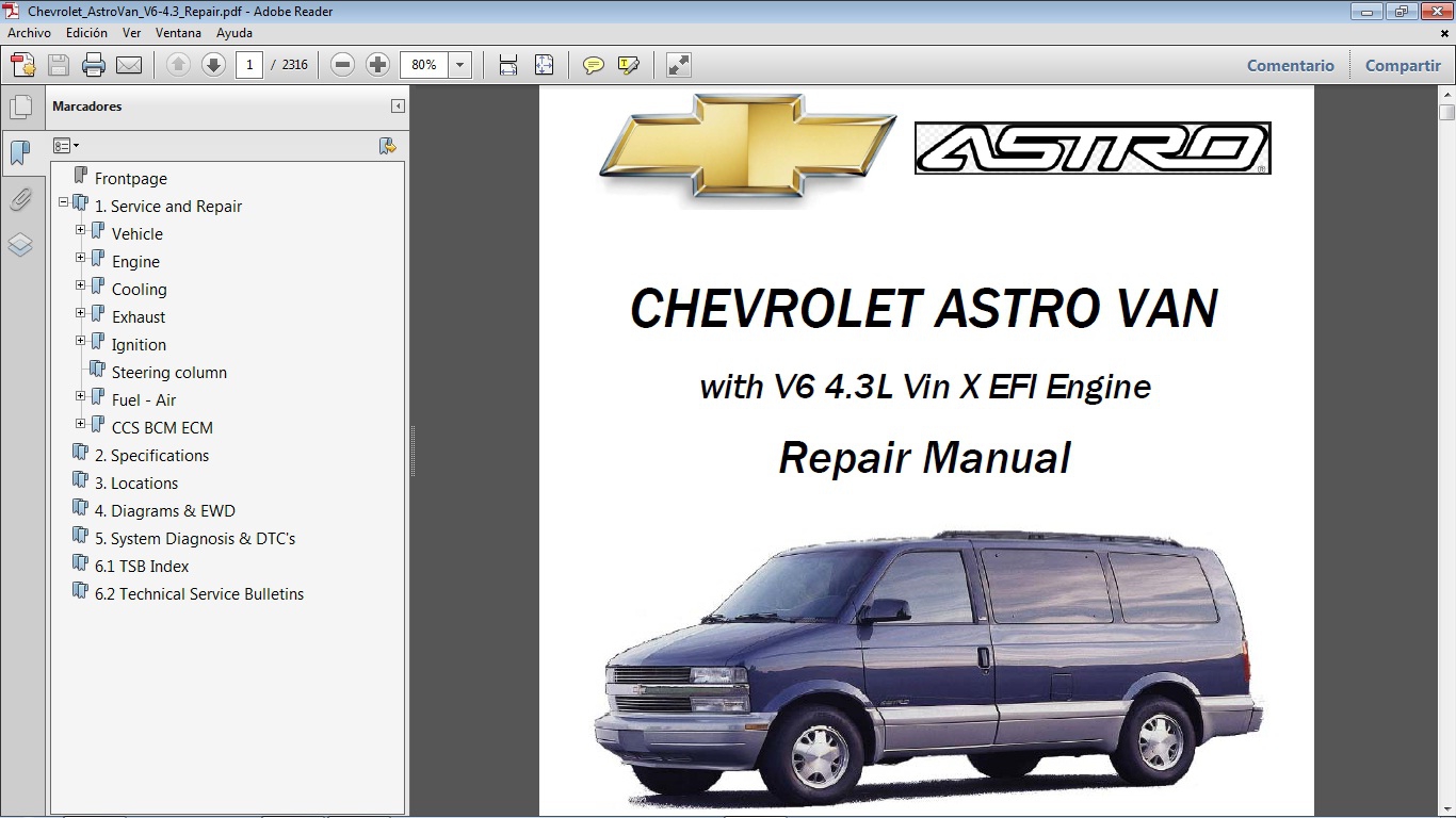 CHEVROLET ASTRO VAN V6 4.3L Service Repair Manual
