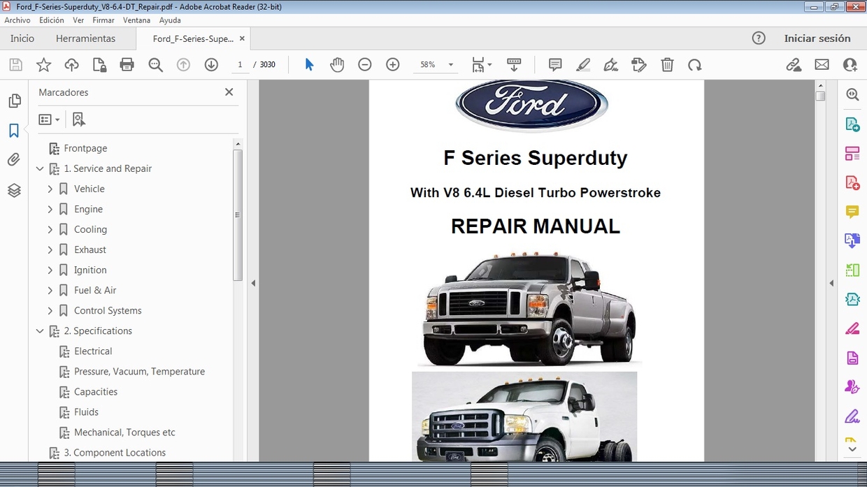 FORD F-Series SUPERDUTY V8 6.4L Diesel Turbo Workshop Repair - Manual ...