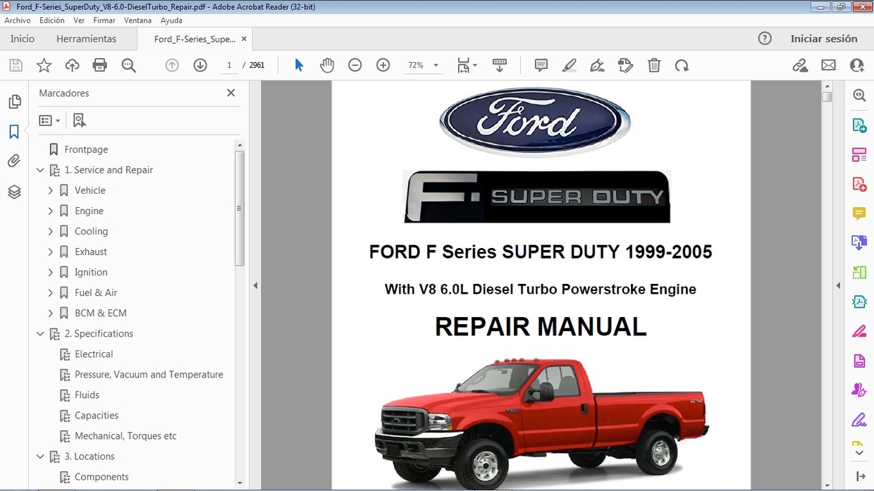 FORD F-Series SUPERDUTY V8 6.0L Diesel Workshop Repair - Manual de Taller