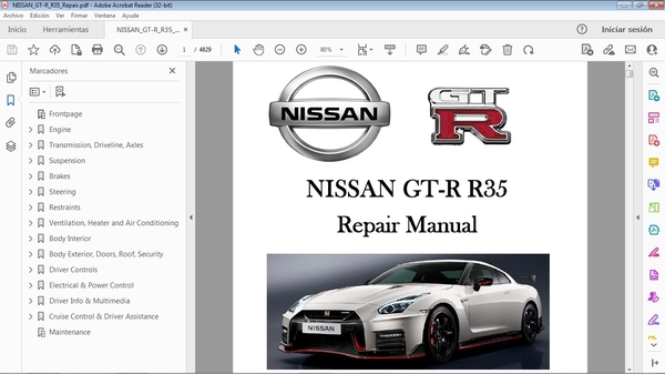 NISSAN GT-R R35 Workshop Repair - Manual de Taller