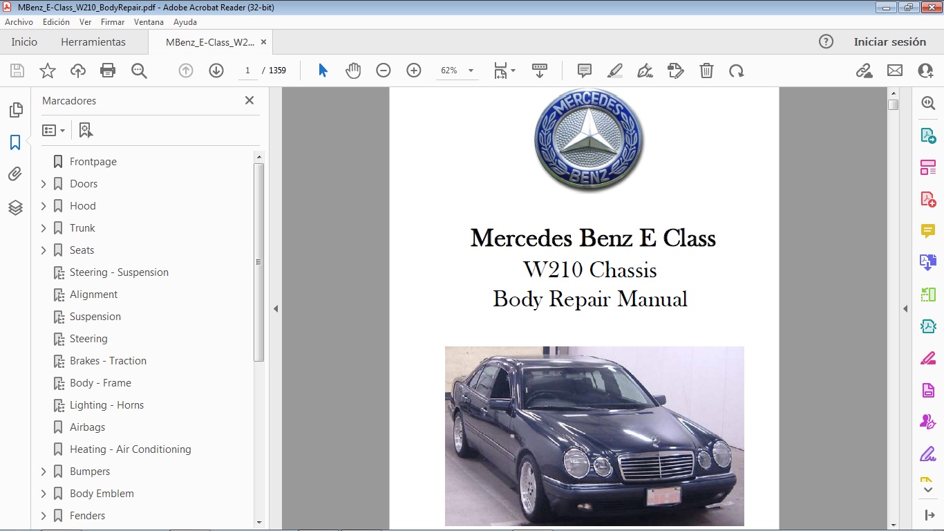 MERCEDES BENZ E Class W210 Body Repair - Manual de Carrocería