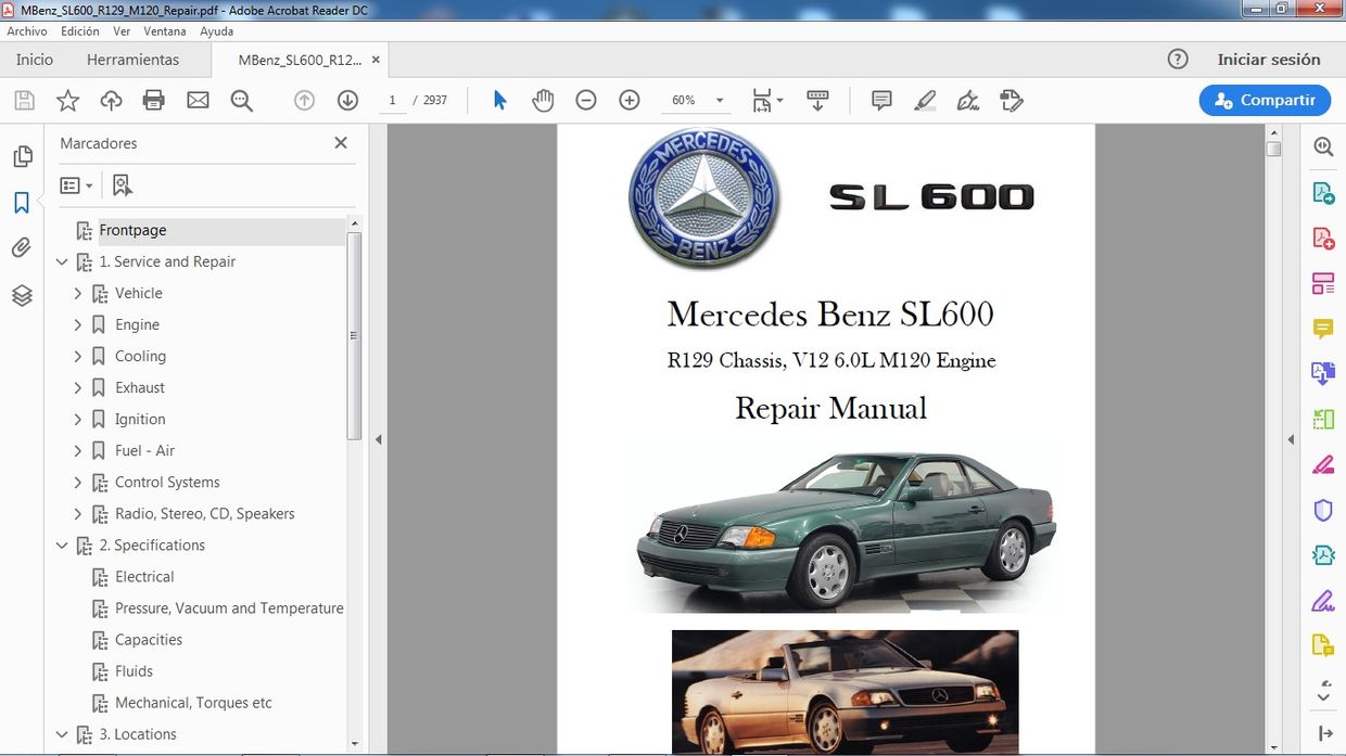 MERCEDES BENZ SL600 R129 M120 V12 Service Repair Manual