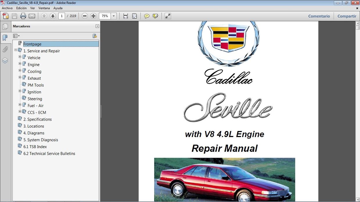 CADILLAC SEVILLE V8 4.9L Workshop Service Repair Manual