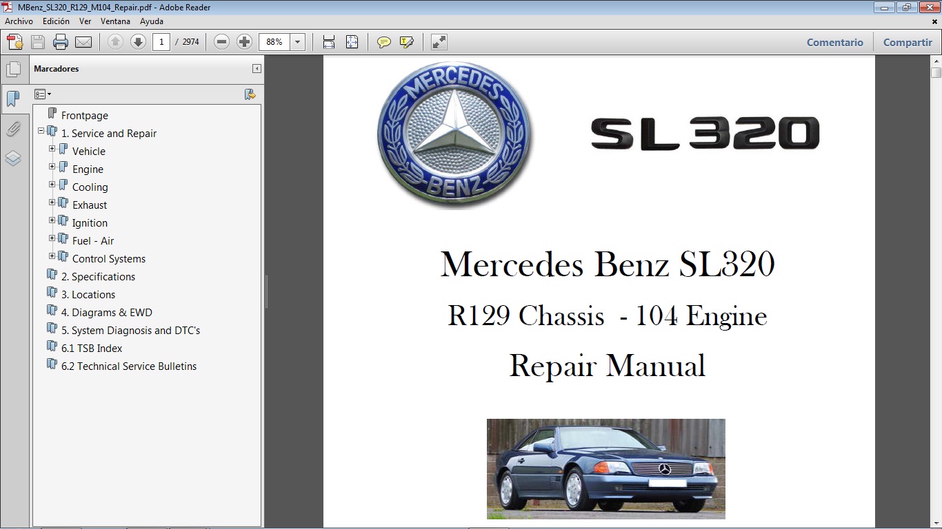 MERCEDES BENZ SL320 R129 M104 Workshop Repair Manual