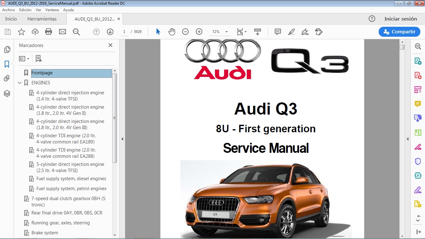 AUDI Q3 8U 2012+ Workshop Service Repair Manual