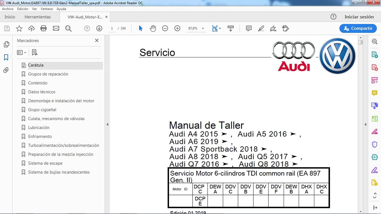 VW-Audi Motor EA897 V6 3.0L TDI Gen.2 Engine Service Manual