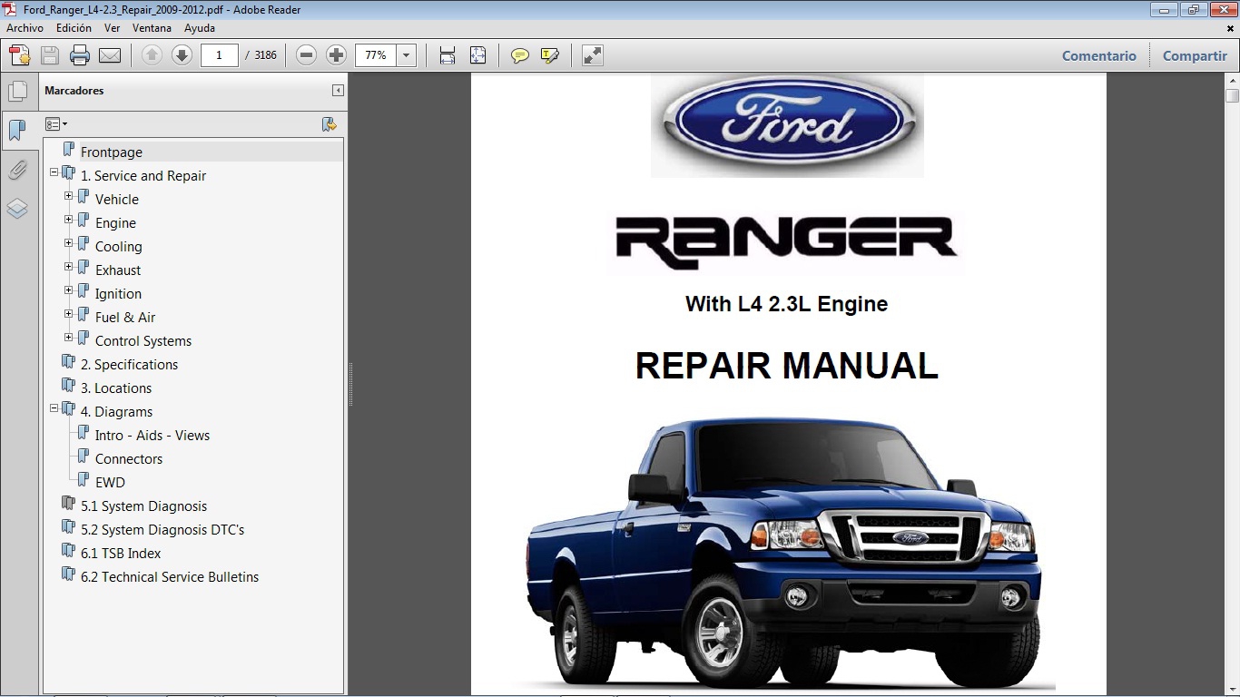 FORD RANGER 2.3 2009-2012 Workshop Service Repair Manual