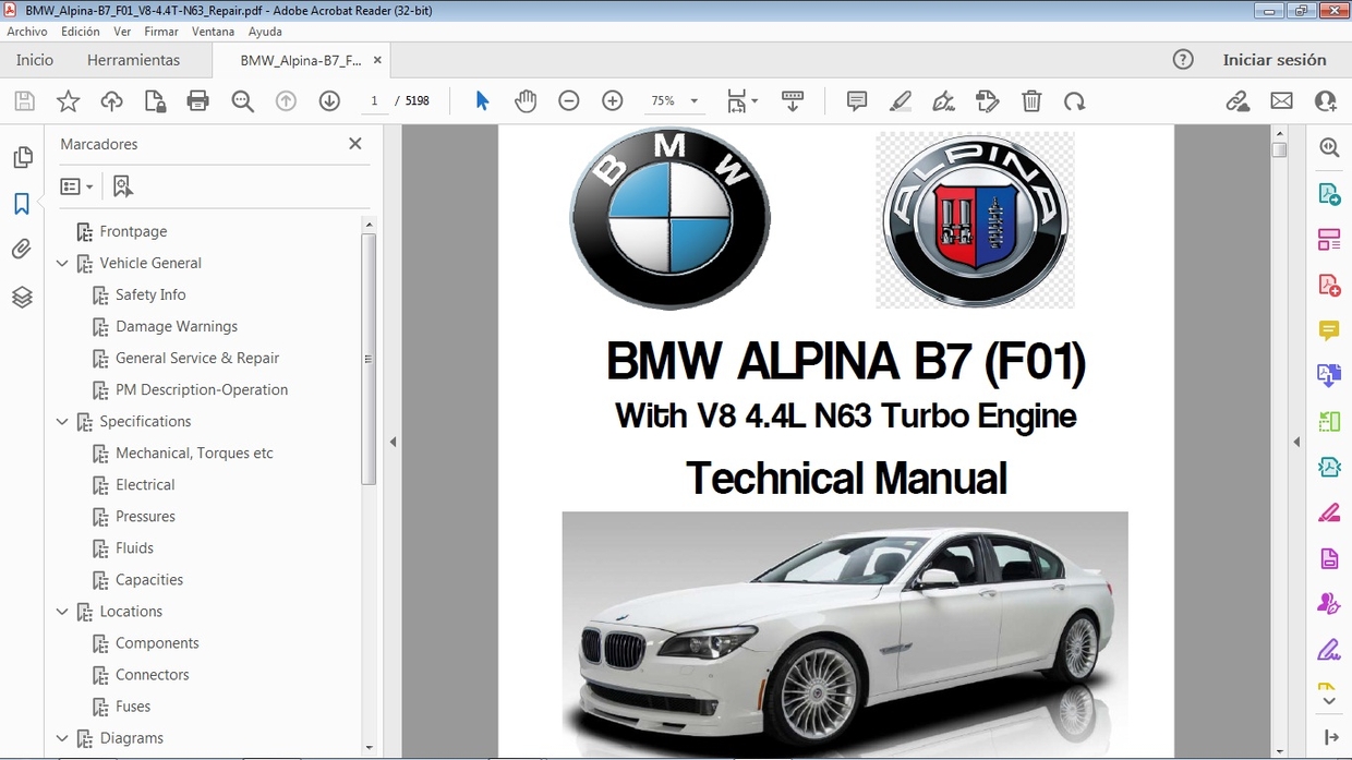 BMW Alpina B7 F01 N63 Technical Manual - Manual Técnico