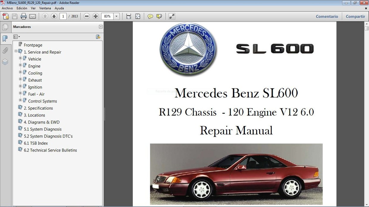 MERCEDES BENZ SL600 R129 M120 Workshop Repair - Manual de Taller