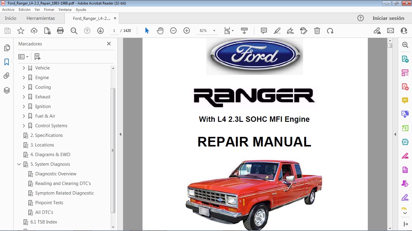 FORD RANGER 1983-1988 2.3L Workshop Service Repair Manual