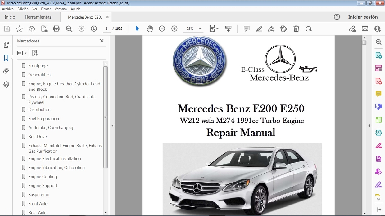 MERCEDES BENZ E200 E250 W212 M274 Workshop Repair Manual