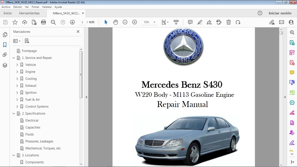 MERCEDES BENZ S430 W220 M113 Manual de Taller - Workshop Repair