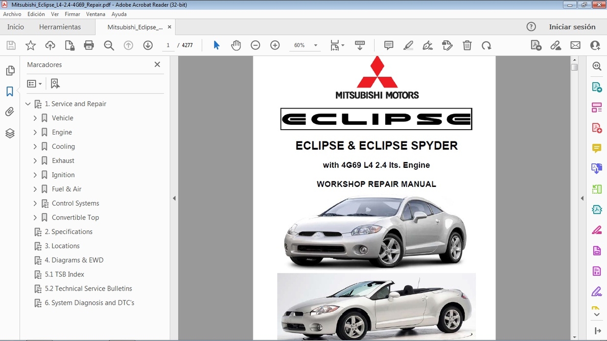 MITSUBISHI ECLIPSE & ECLIPSE SPYDER 4G69 2.4 Workshop Repair - Manual ...