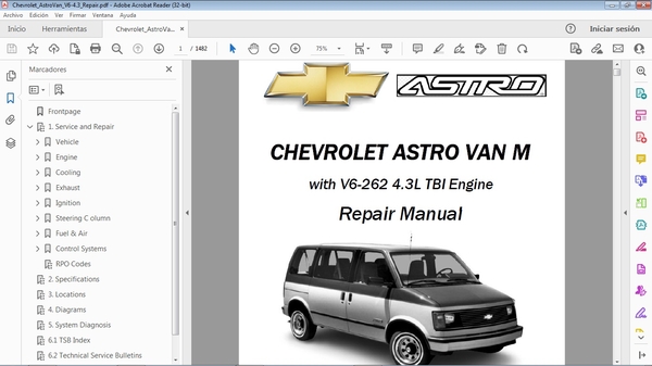 CHEVROLET ASTRO VAN 4.3 TBI 1985-1989 Workshop Repair