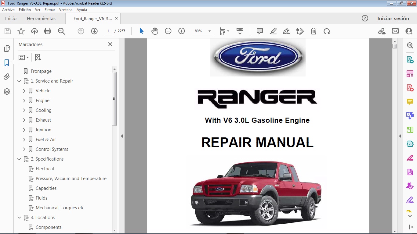 FORD RANGER V6 3.0L Workshop Service Repair Manual