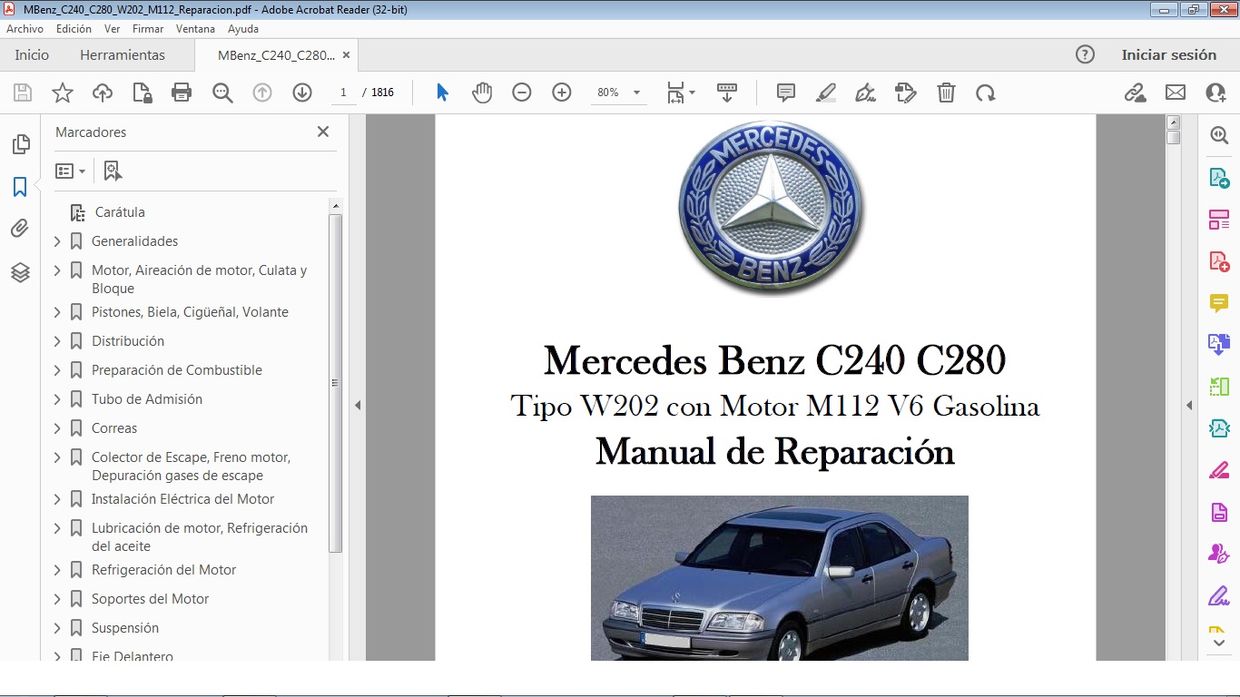 Mercedes Benz C240 C280 W202 M112 Manual Taller EN ESPAÑOL