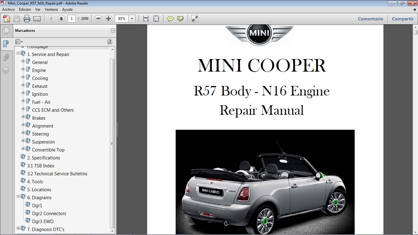 MINI COOPER R57 N16 2011 onwards Service Repair Manual