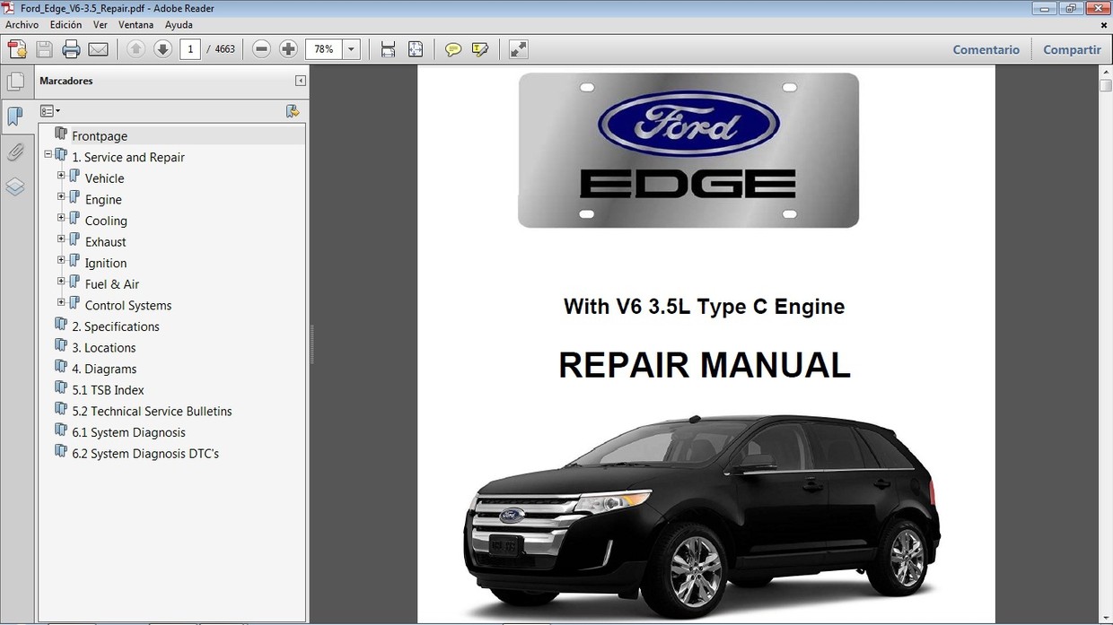 FORD EDGE 2011-2014 3.5 Workshop Repair - Manual de Taller