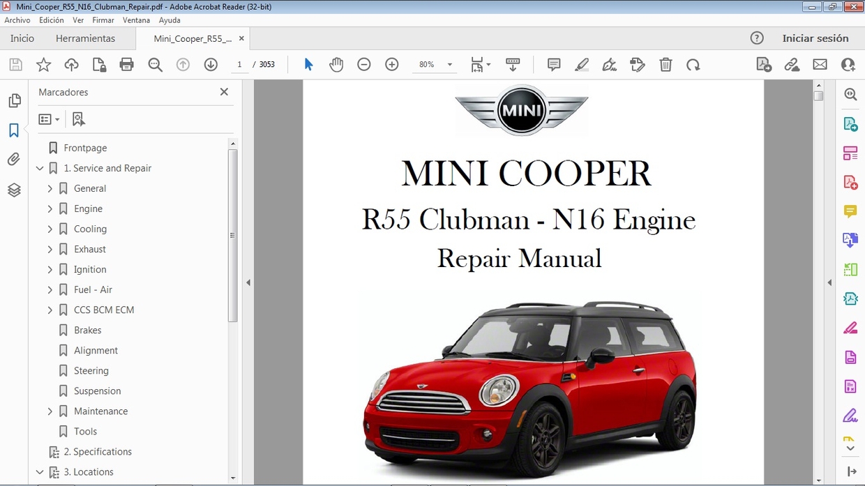 MINI COOPER R55 Clubman N16 2011-2014 Workshop Repair - Manual de Taller